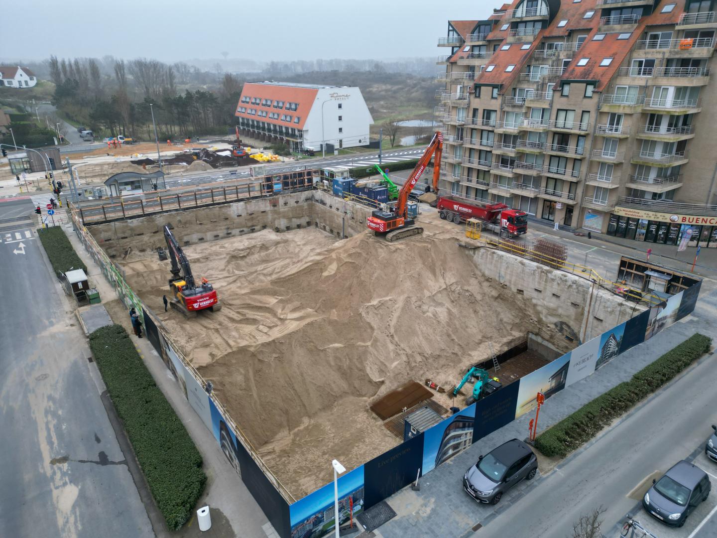 Bouwput voor nieuwbouw appartementen in Nieuwpoort | Verhelst Group